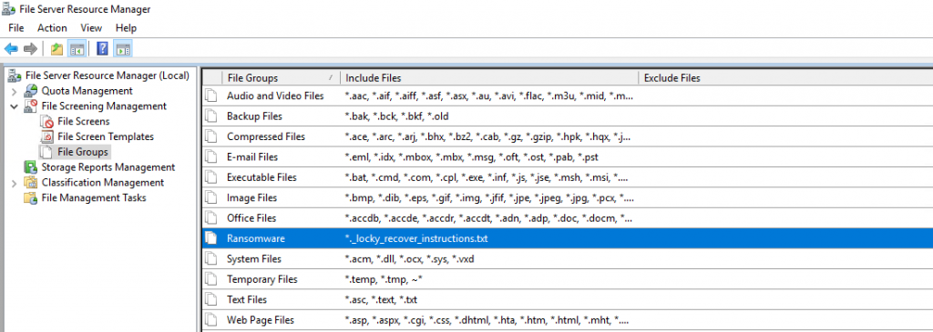 Windows Fileserver Ressource Manager (FSRM) update Ransomware List from ...